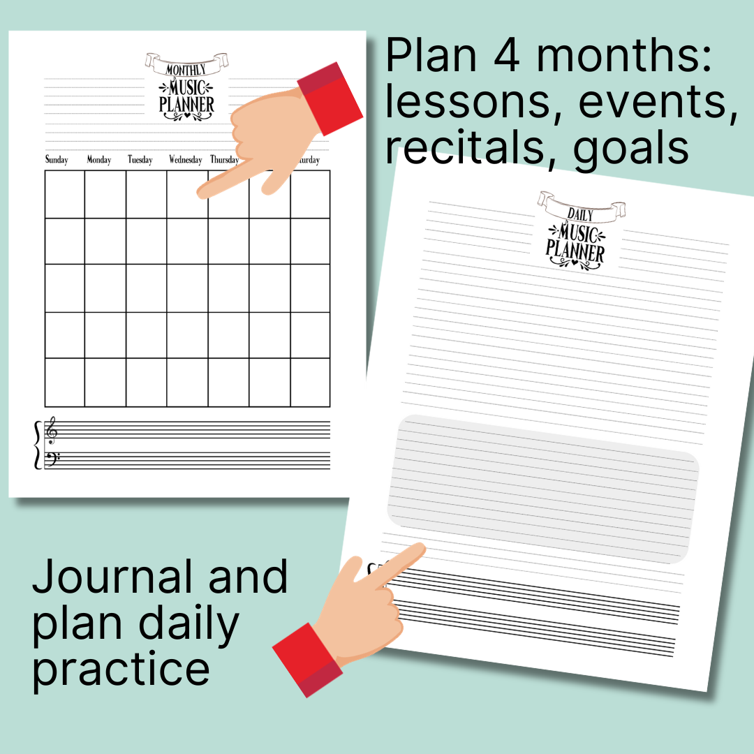 Music Practice PLANNER Book, Music Lessons, Practice Journal, Music Te ...